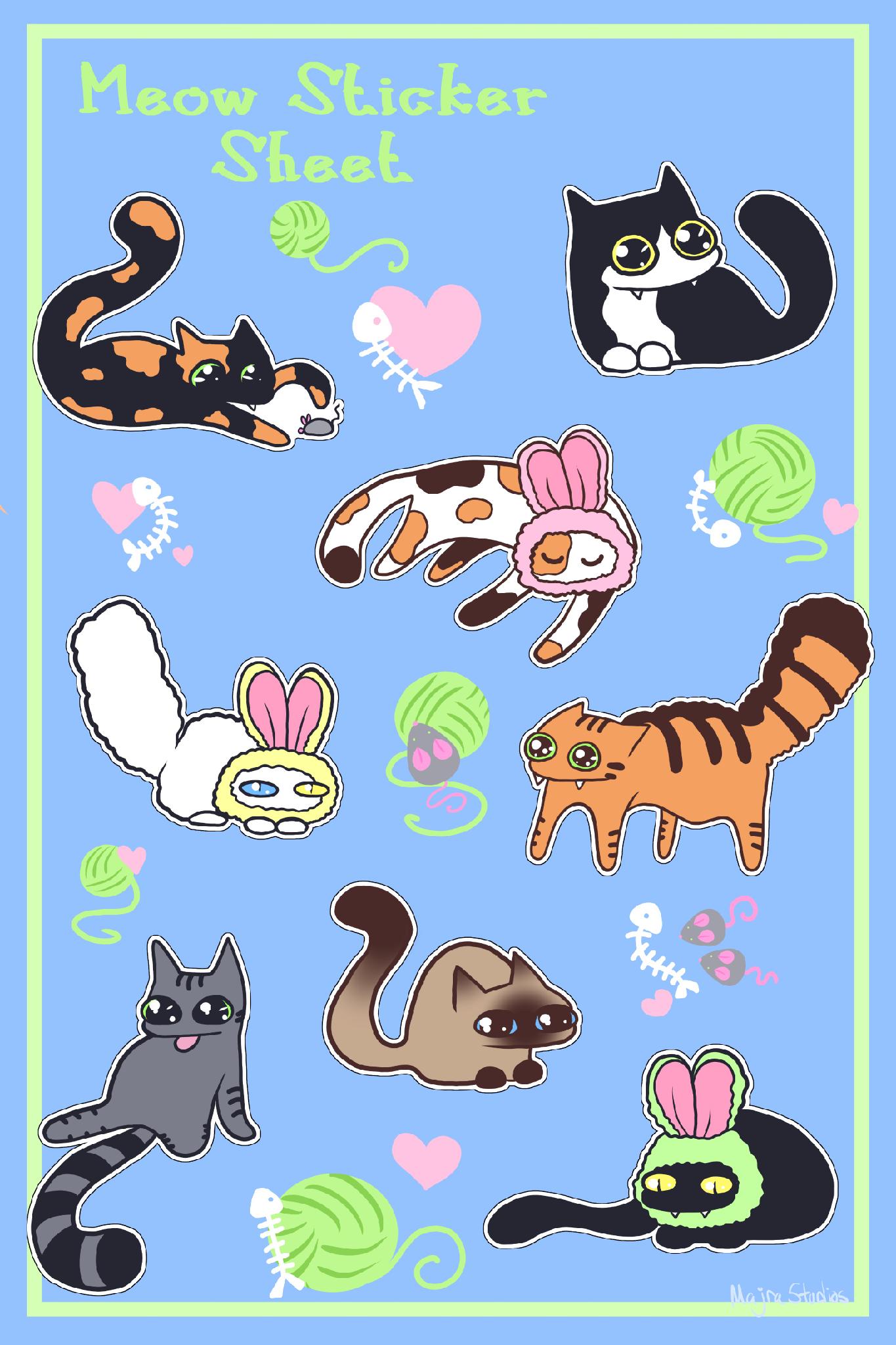 MS Meow Sticker Sheet | Strawberry Soda-Pop Studios